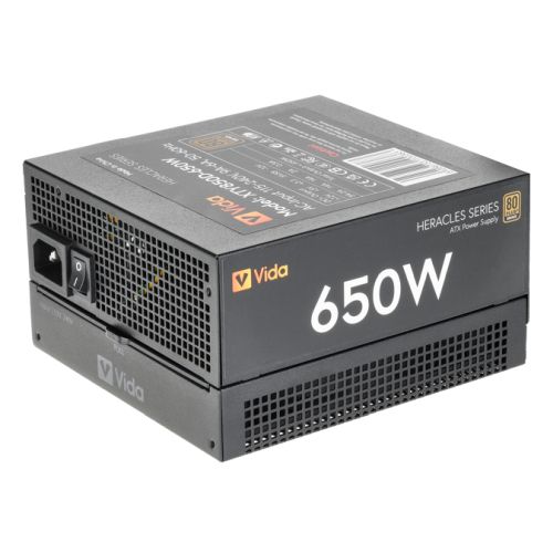 Vida 650W Heracles Black ATX Gaming PSU, 80+ Bronze, 14cm Ultra-Quiet ...