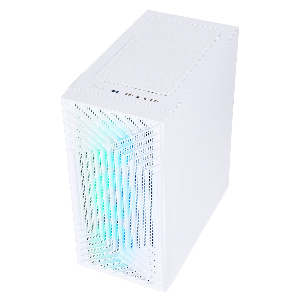 CIT Terra White Micro-ATX PC Gaming Case with 4 x 120mm Infinity Fans ...