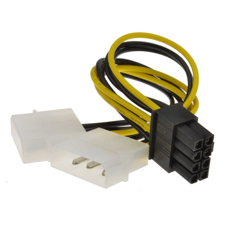 8 Pin PCI Express PCIe Power Cable from Dual 4 Pin Molex LP4 Adapter ...